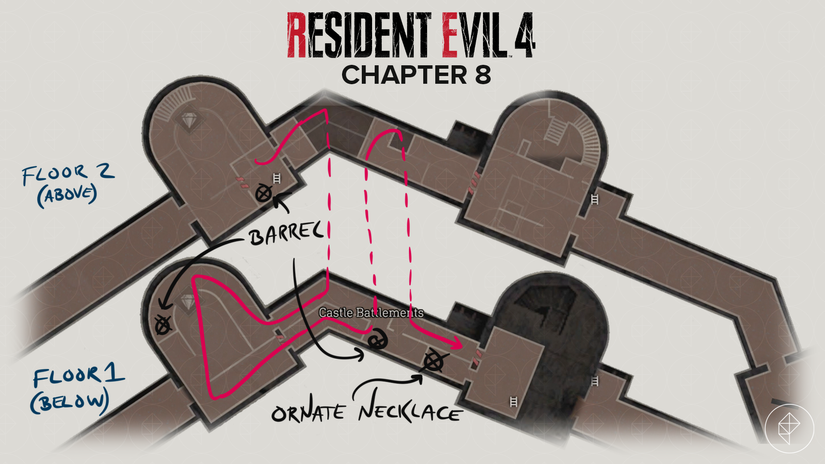 Chapter 8 guide (Castle Battlements, Lithograph puzzle) Resident Evil 4