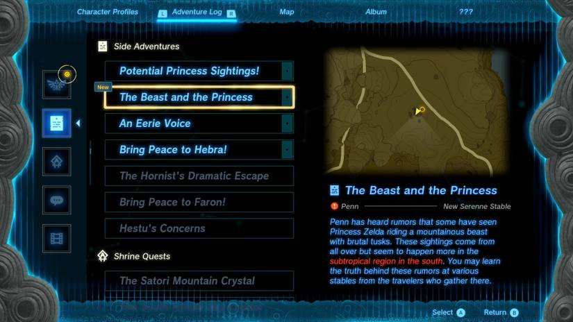 The Beast and The Princess quest steps, reward in Zelda TOTK