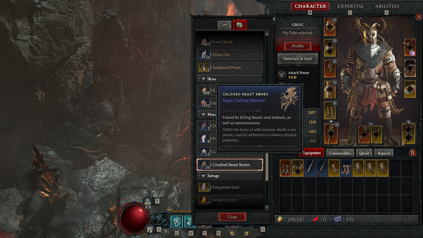 Where to find Crushed Beast Bones in Diablo 4