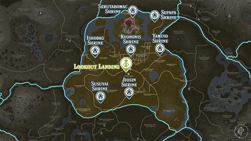 Shrine map and locations for Zelda: Tears of the Kingdom