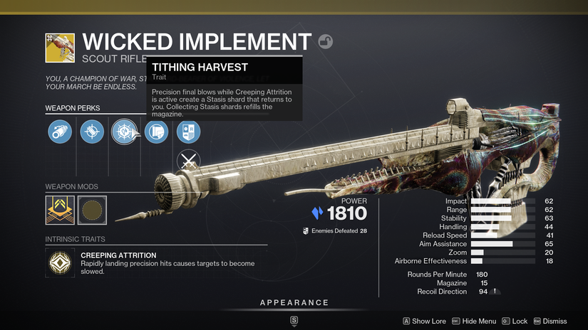 How to get the Wicked Implement Exotic scout rifle in Destiny 2