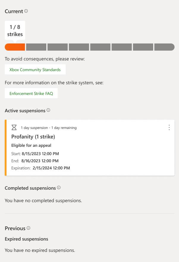 Xbox’s new enforcement strike system scales up to one-year bans