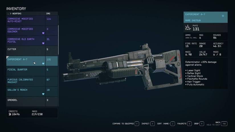 unique weapons starfield