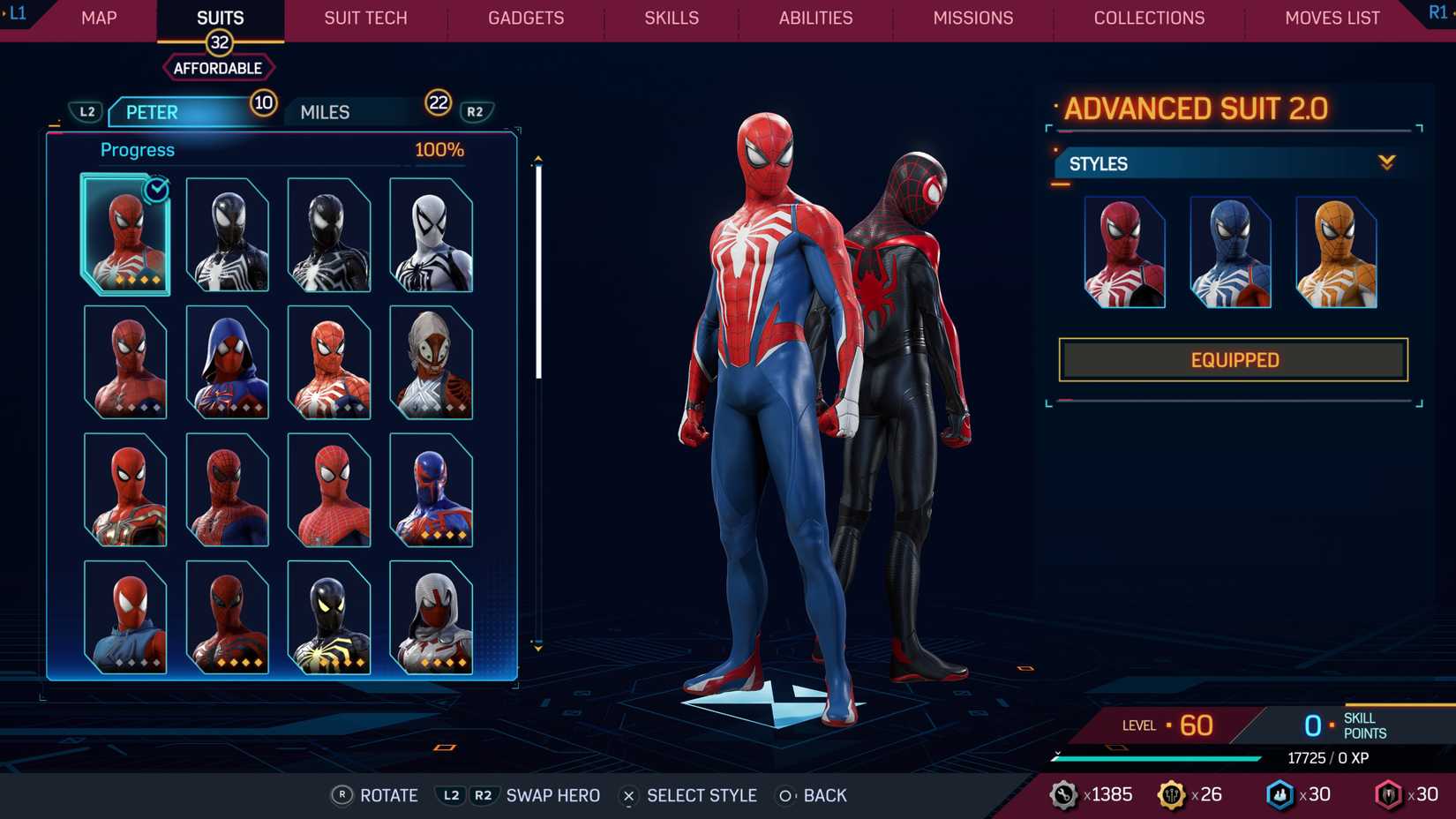 different spider suits