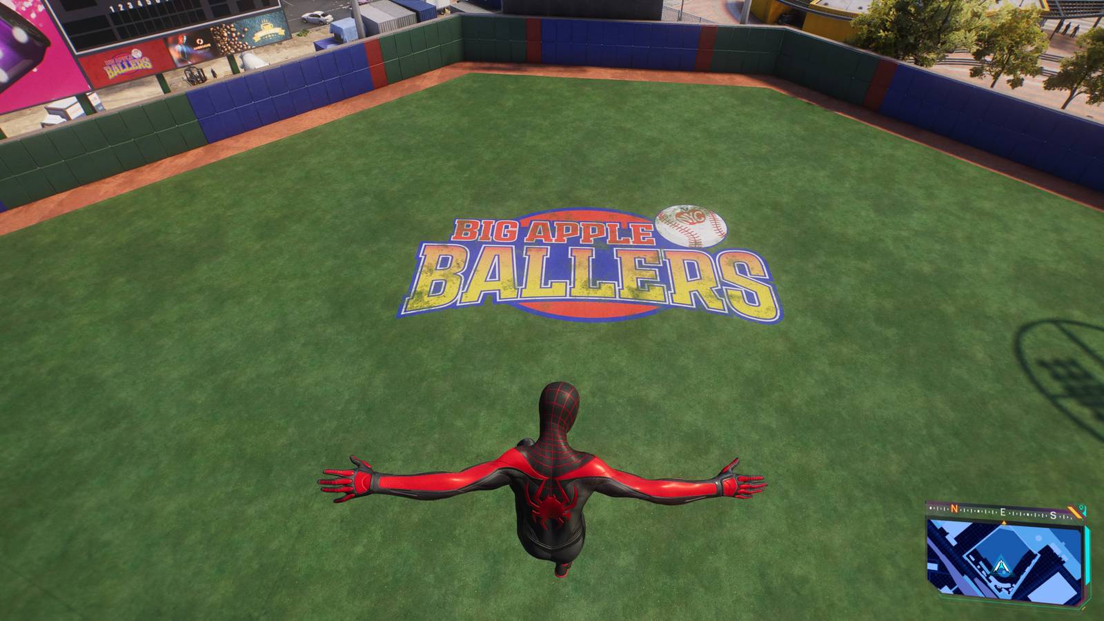 Where to find Big Apple Baller Stadium in Spider-Man 2