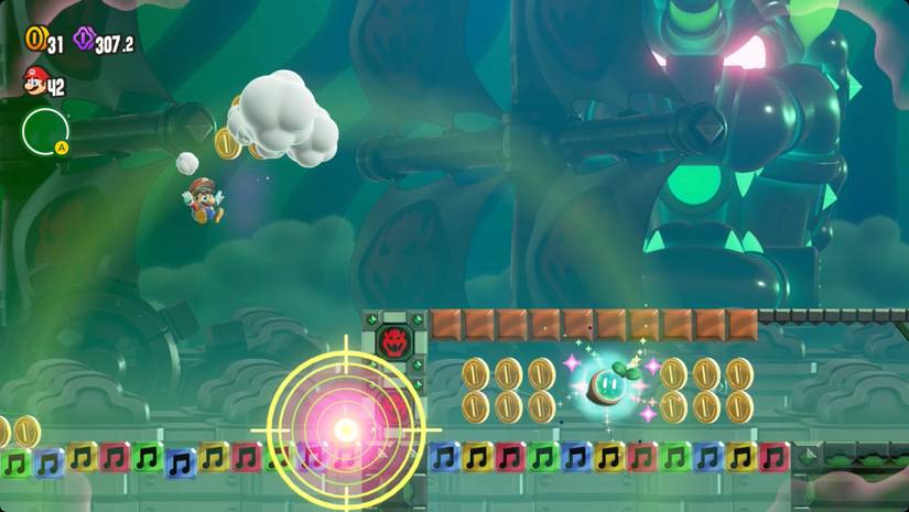 W2 Fluff-Puff Peaks Wonder Seed locations in Super Mario Bros. Wonder