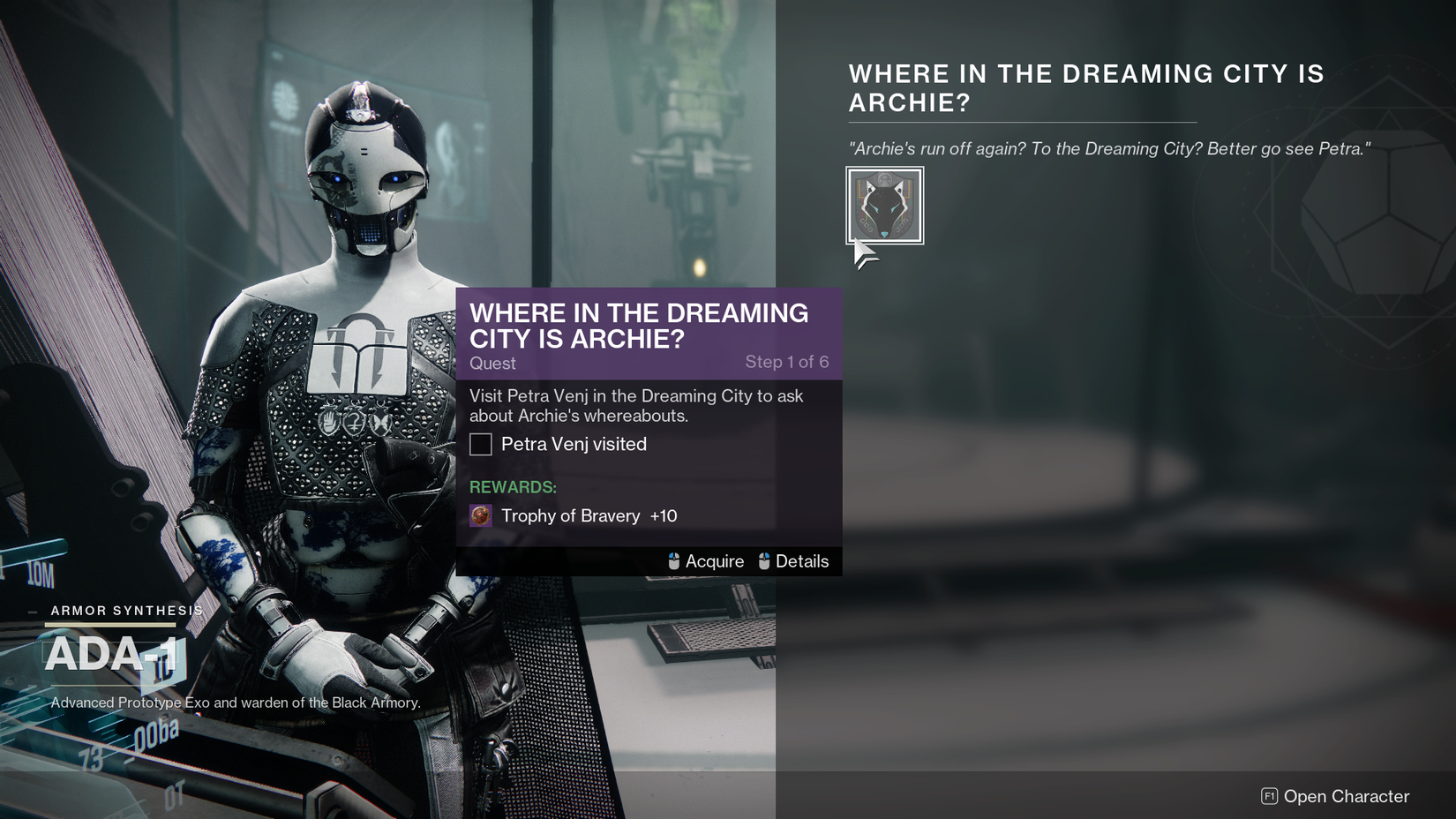 Where in the Dreaming City is Archie in Destiny 2?