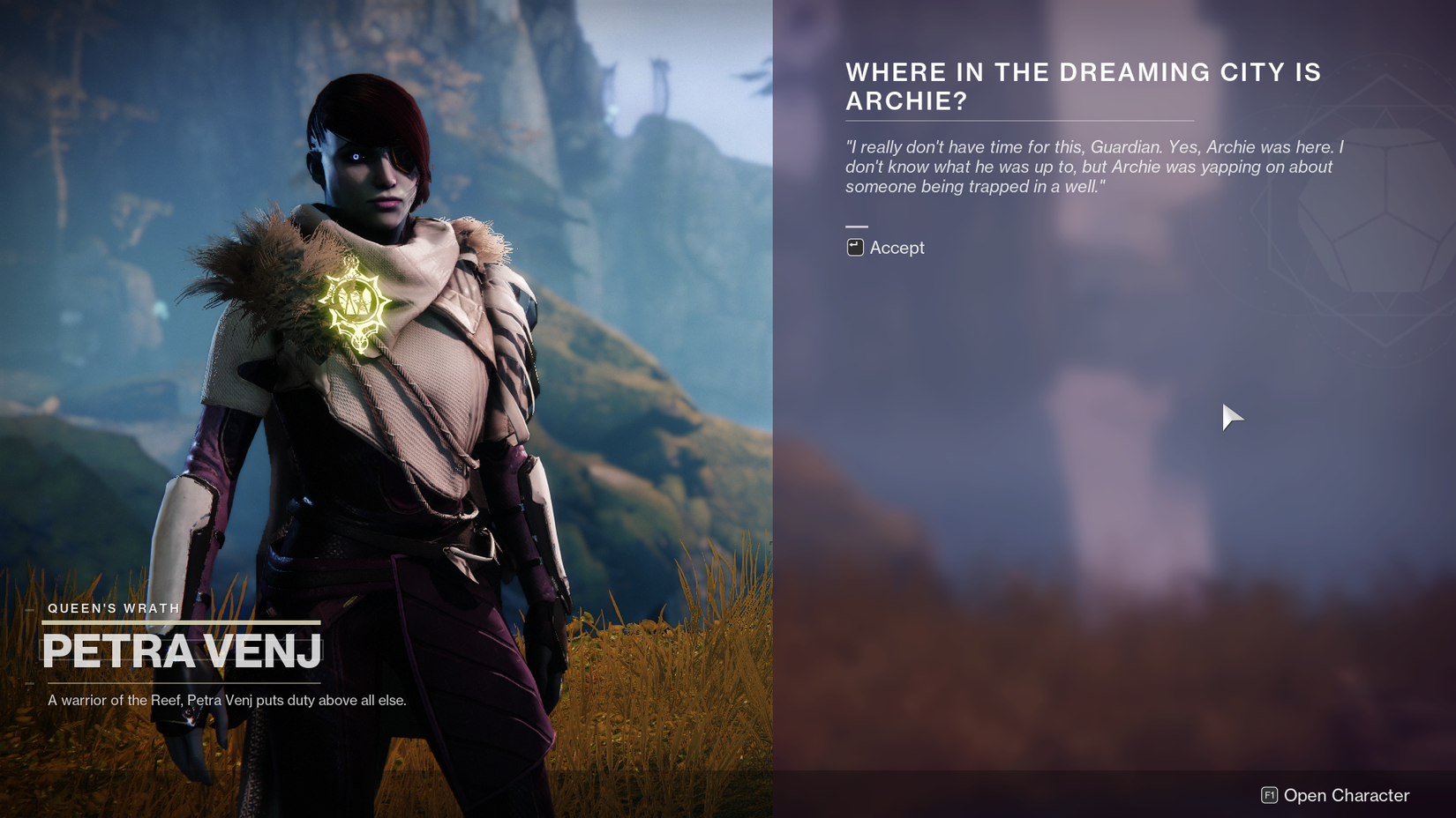 Where in the Dreaming City is Archie in Destiny 2?