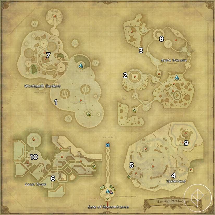Dawntrail aether current locations in FFXIV
