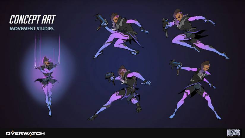 A look at Sombra's early concepts and her legendary skins