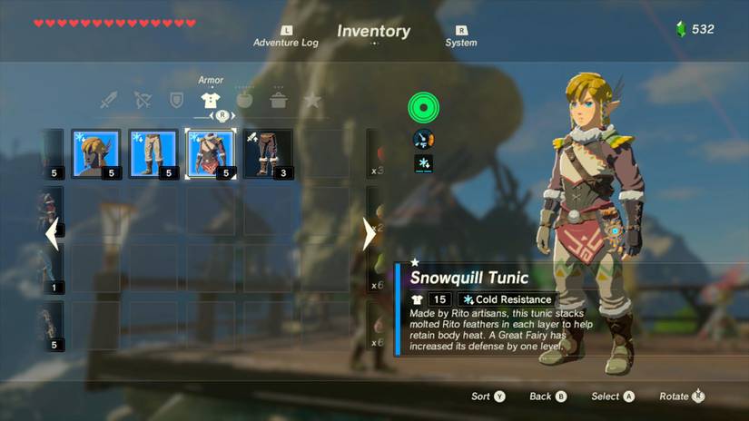 Zelda Breath of the Wild warm clothes guide: warm doublet and snowquill set