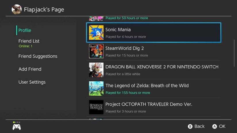 Nintendo Switch update makes the activity log a little bit better